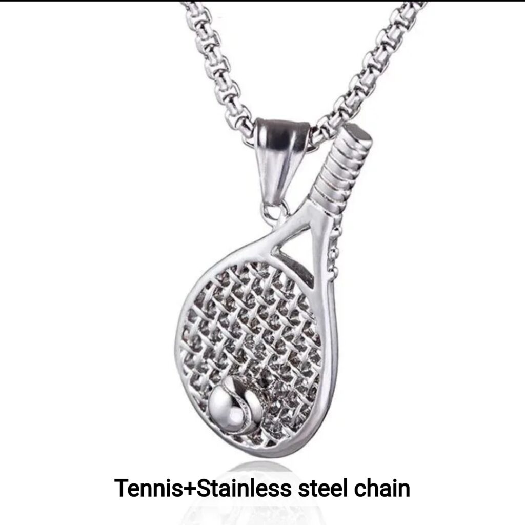 Silver Tennis Racket Pendant Necklace for Men - Triple L and Nedish
